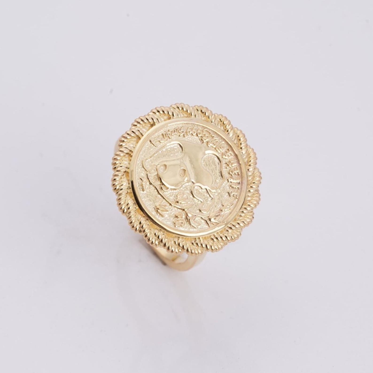 14K Yellow Gold Panda Bear Coin Ring: Handmade Dainty Jewelry - Etsy