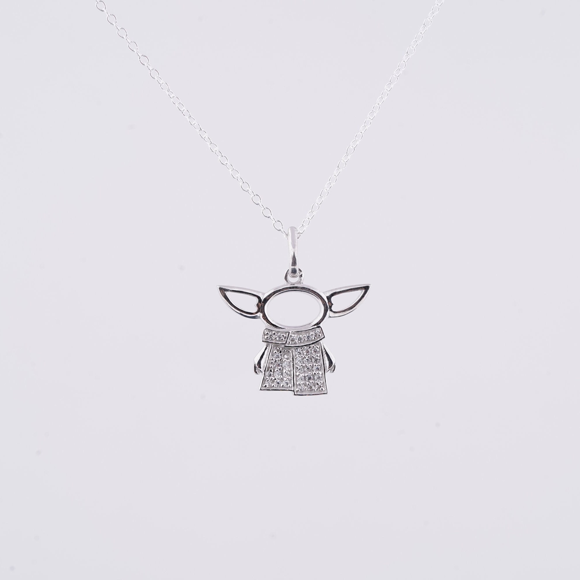 Star Wars Baby Yoda Grogu Necklace , Round Shape Moissanite Diamond ...