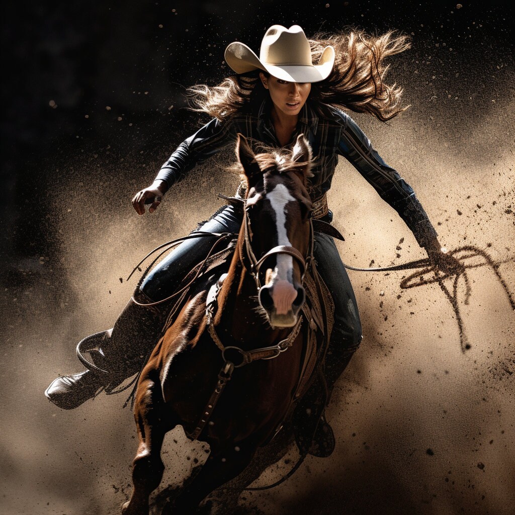 Rodeo Cowgirl in Action & Pixel Mosaic Magic Bead Pattern Digital ...