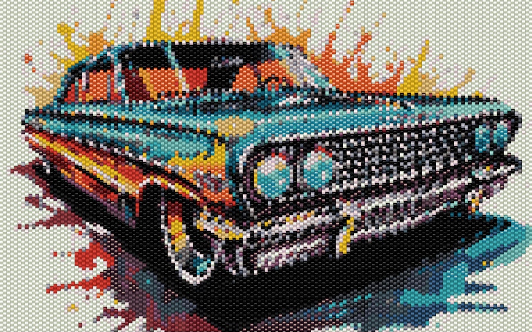 Classic Retro Lowrider Car Splash Art - Bead Pattern Digital Download ...