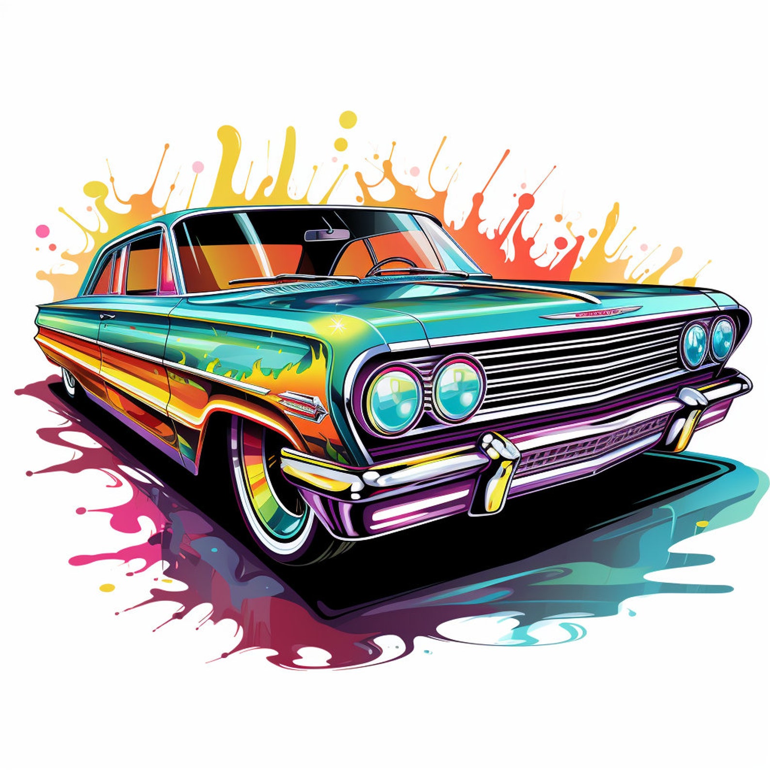 Classic Retro Lowrider Car Splash Art Bead Pattern Digital Download - Etsy