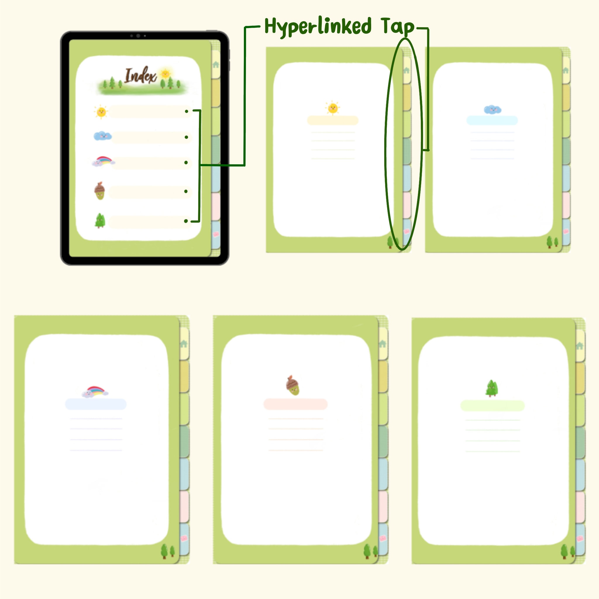 Cute Digital Notebook : Green Notebook With Hyperlink I Goodnote+ ...