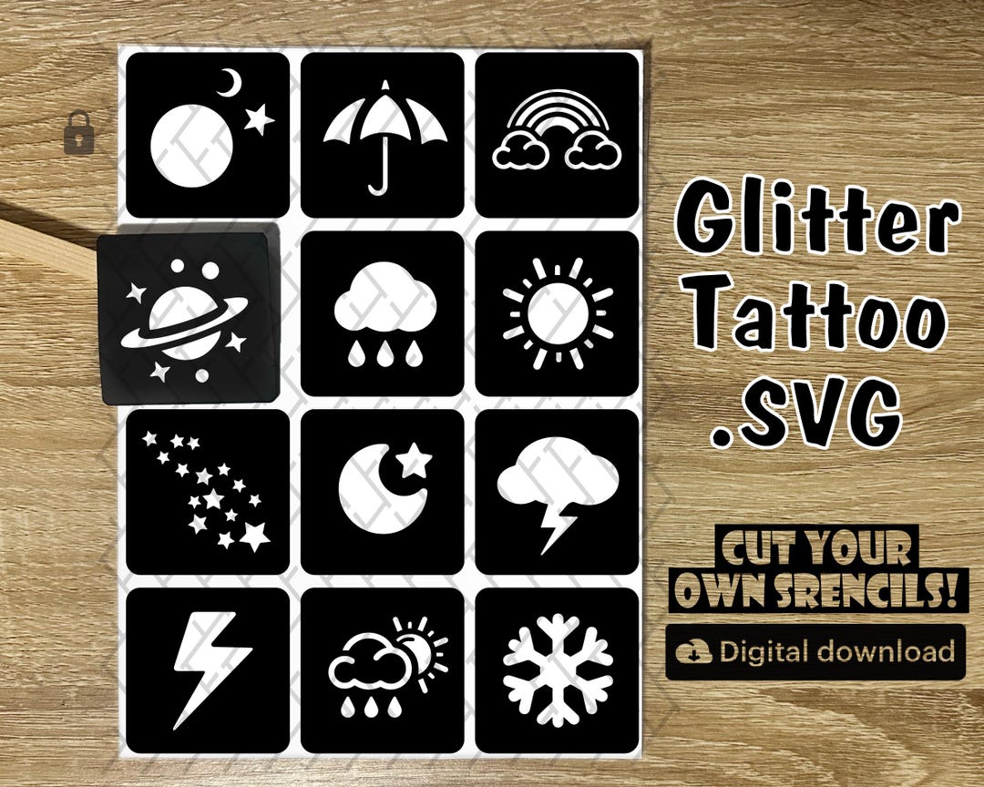 Weather Glitter, Weather Tattoo Stencils, Weather SVG, Weather Svg ...