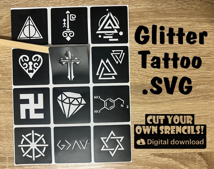 4th of July Glitter Tattoo Stencils SVG Digital Instant Download Cut ...