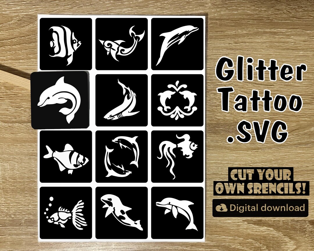 Fish Glitter Tattoo Stencil Designs: SVG Files (digital Download) - Etsy