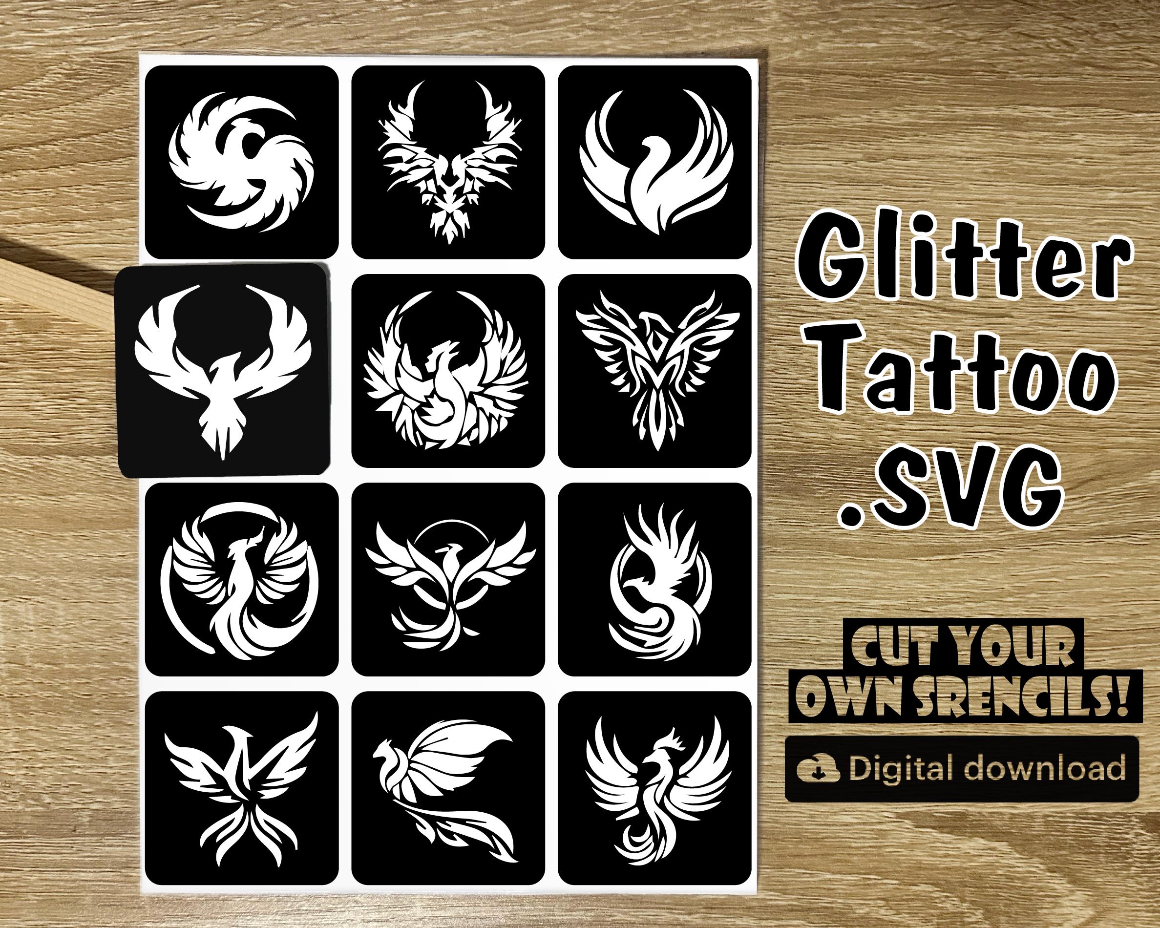 Phoenix, DIY Layering Stencils, Glitter Phoenix Tattoos, Tattoos ...