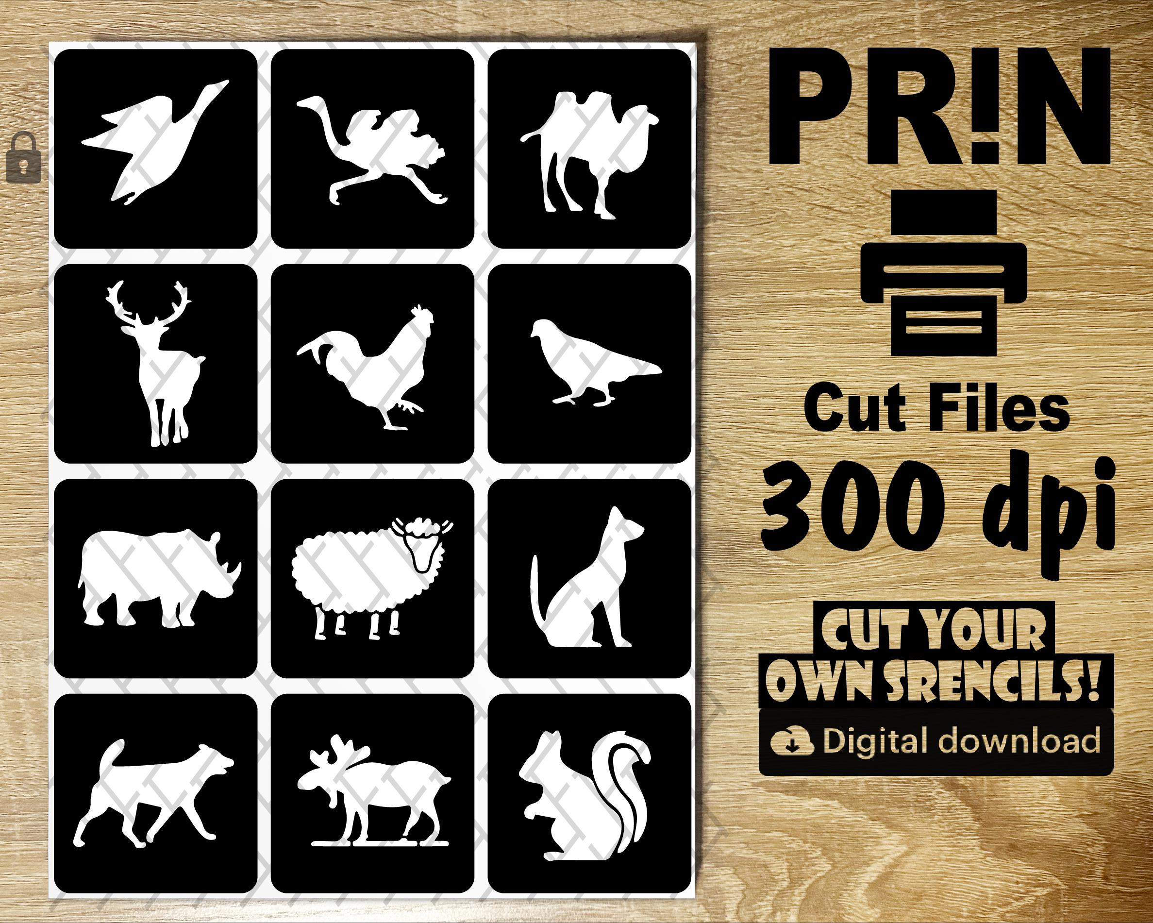 Animal Glitter Tattoo Stencils, ANIMAL Digital Stickers, Safari Animals ...