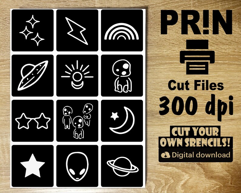 Glitter Tattoos, UFO SVG, Alien Svg File, Funny Alien Stencils ...
