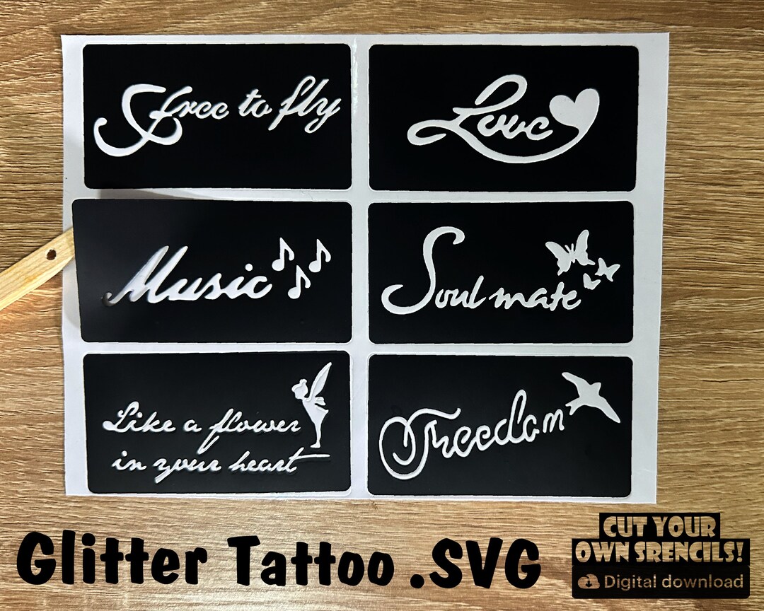 Stickers, Glitter Tattoo Stencil Svgs, Cut Your Own Stencils, Files ...