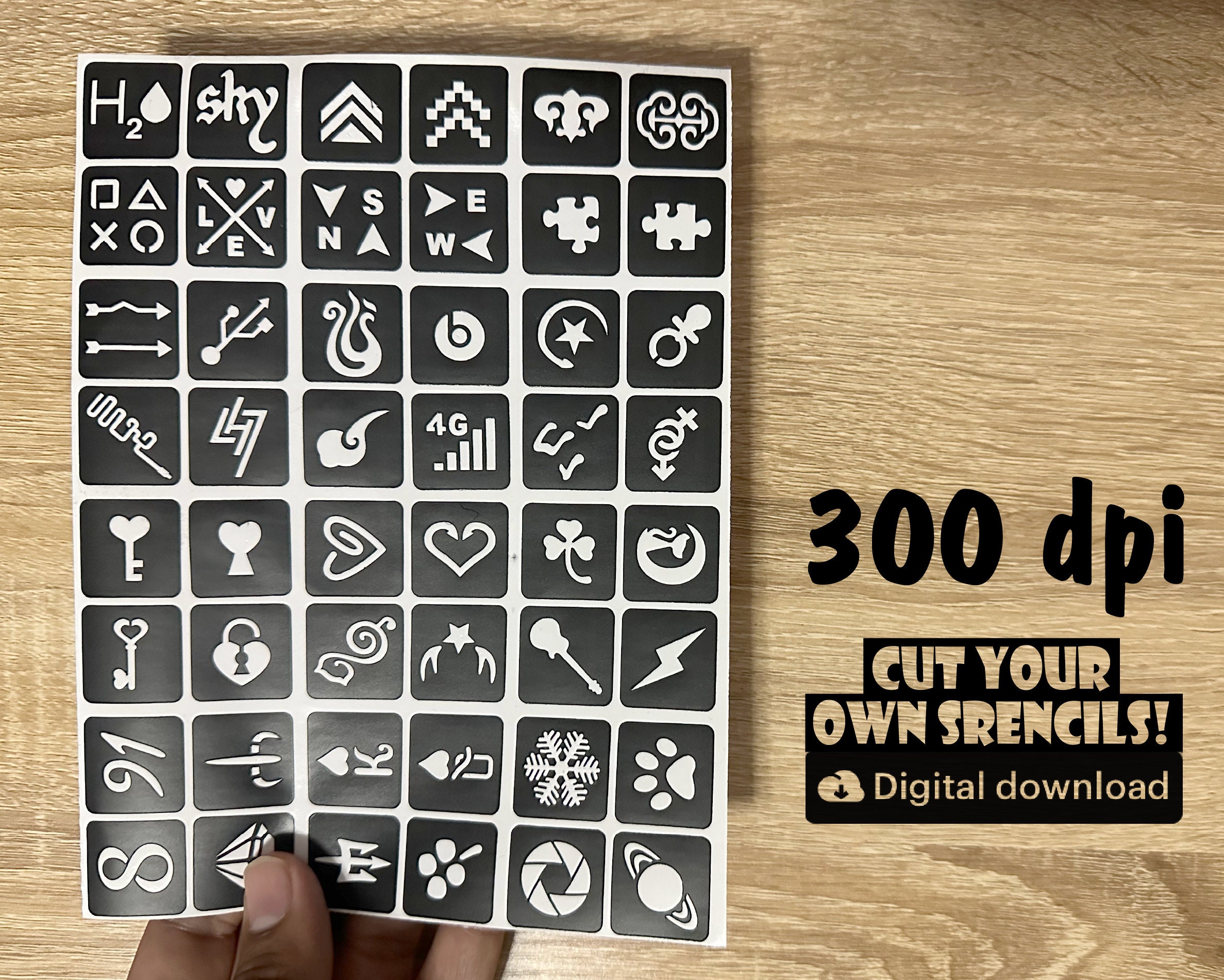 Glitter Tattoo Stencil 48 Bundle, Svgs, Cut Your Own Stencils, Files ...