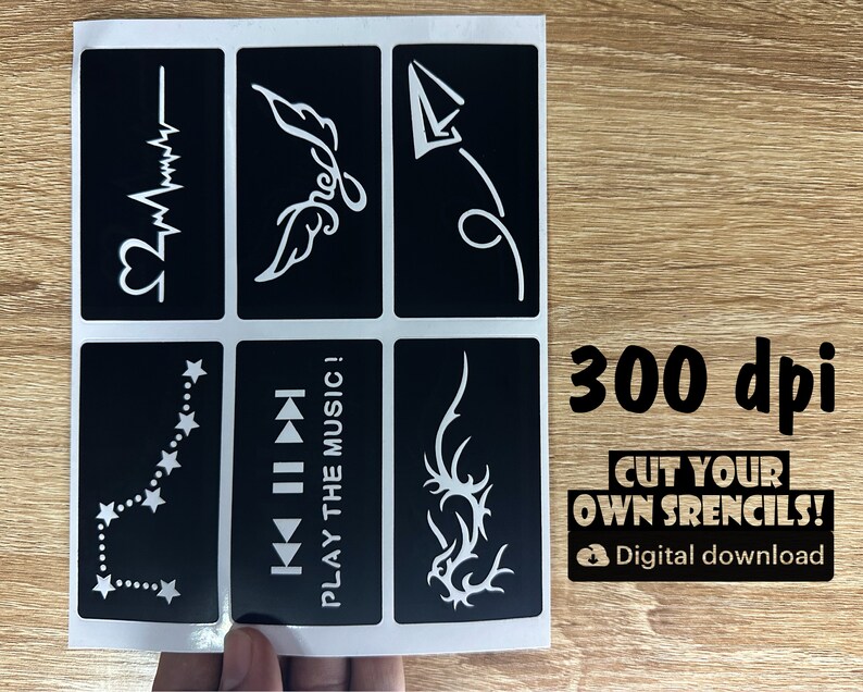 Stickers 6 , Glitter Tattoo Stencil Svgs, Cut Your Own Stencils, Files ...