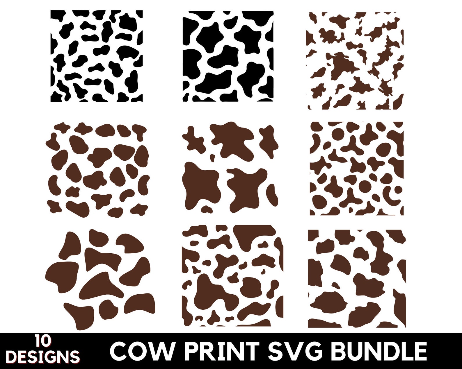 Cow Print Svg Bundle, Animal Print Svg, Cow Print Pattern, Cow Print ...