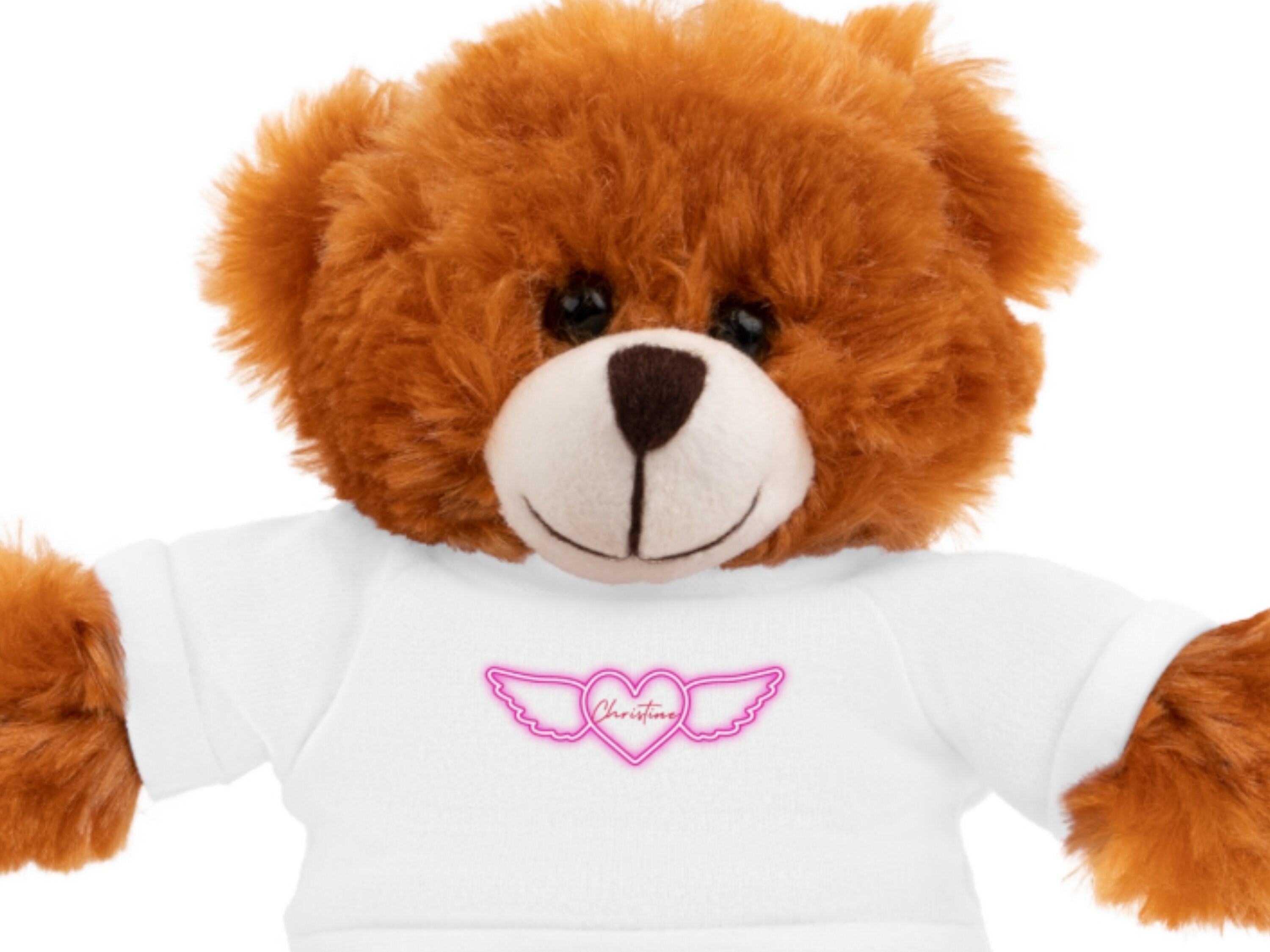 Custom Teddy Bear Gift, Anniversary Stuffed Animal, Neon Heart ...