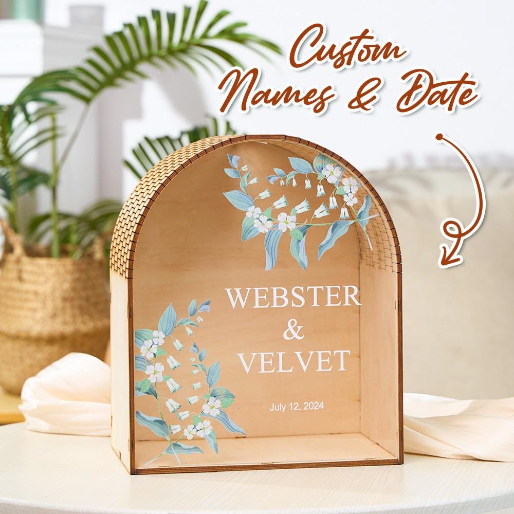 Personalized Arched Wedding Card Box, Custom Wooden Arch Wedding Memory ...