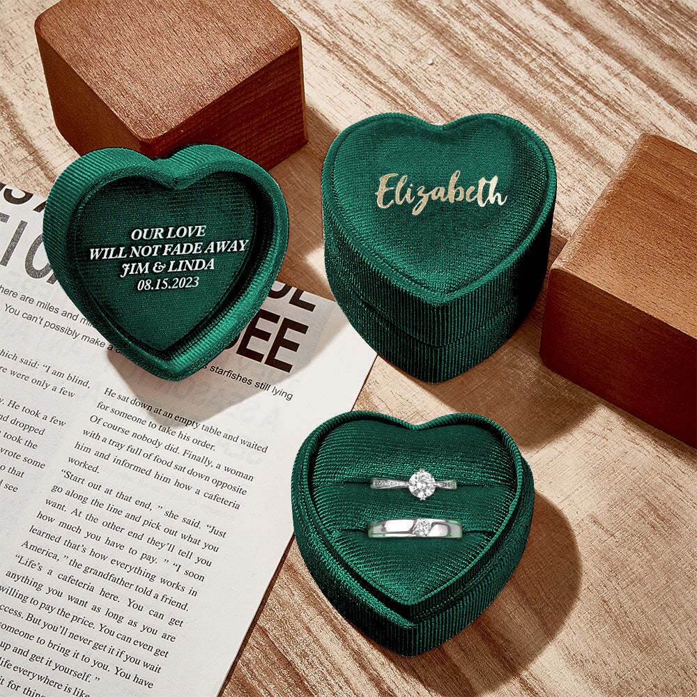 Custom Text Heart Shaped Ring Box, Personalized Ring Box, Custom ...