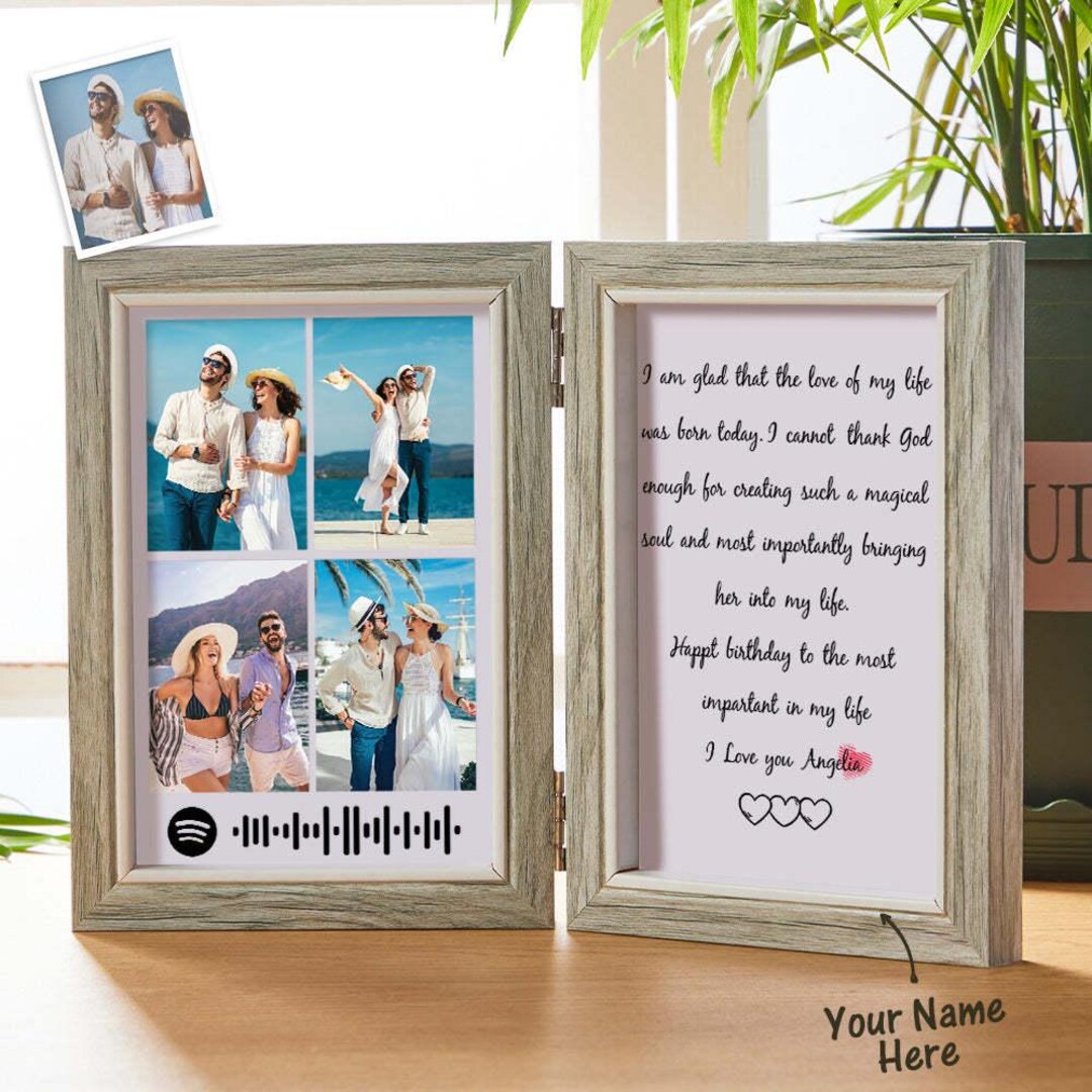 Personalized Scannable Music Photo Wooden Frame, Custom Creative Wooden ...