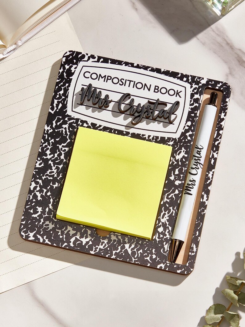 Personalized Name Sticky Note Wooden Holder With Pen, Custom ...