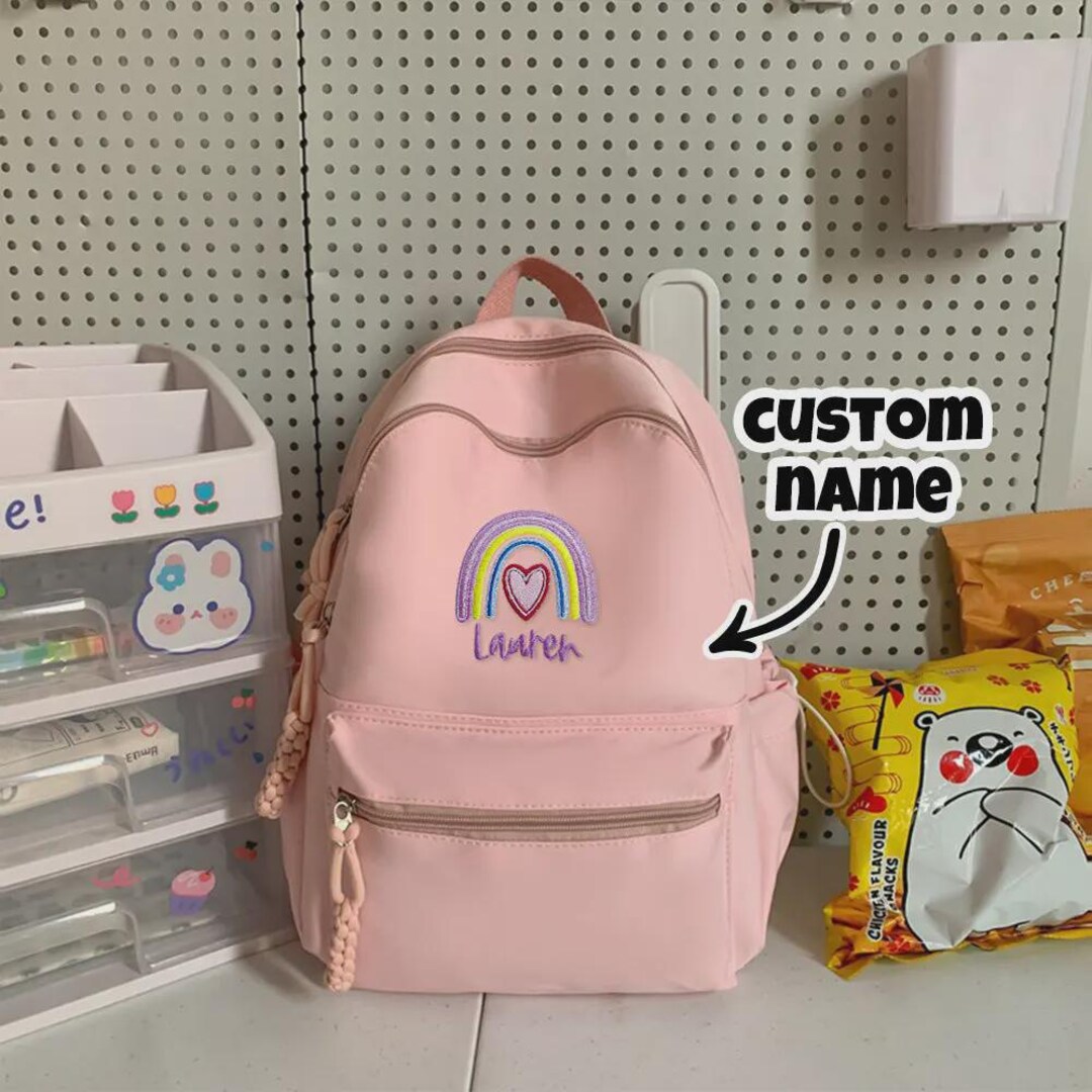 Personalized Embroidered Name Rainbow Backpack, Custom Embroidered ...