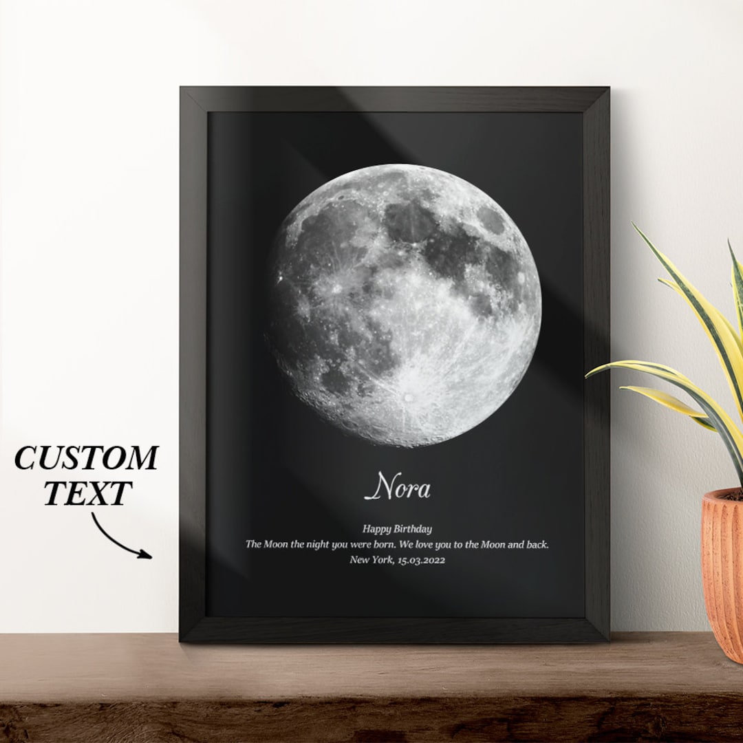 Custom Moon Phase Wooden Frame With Personalized Name and Text, Custom ...