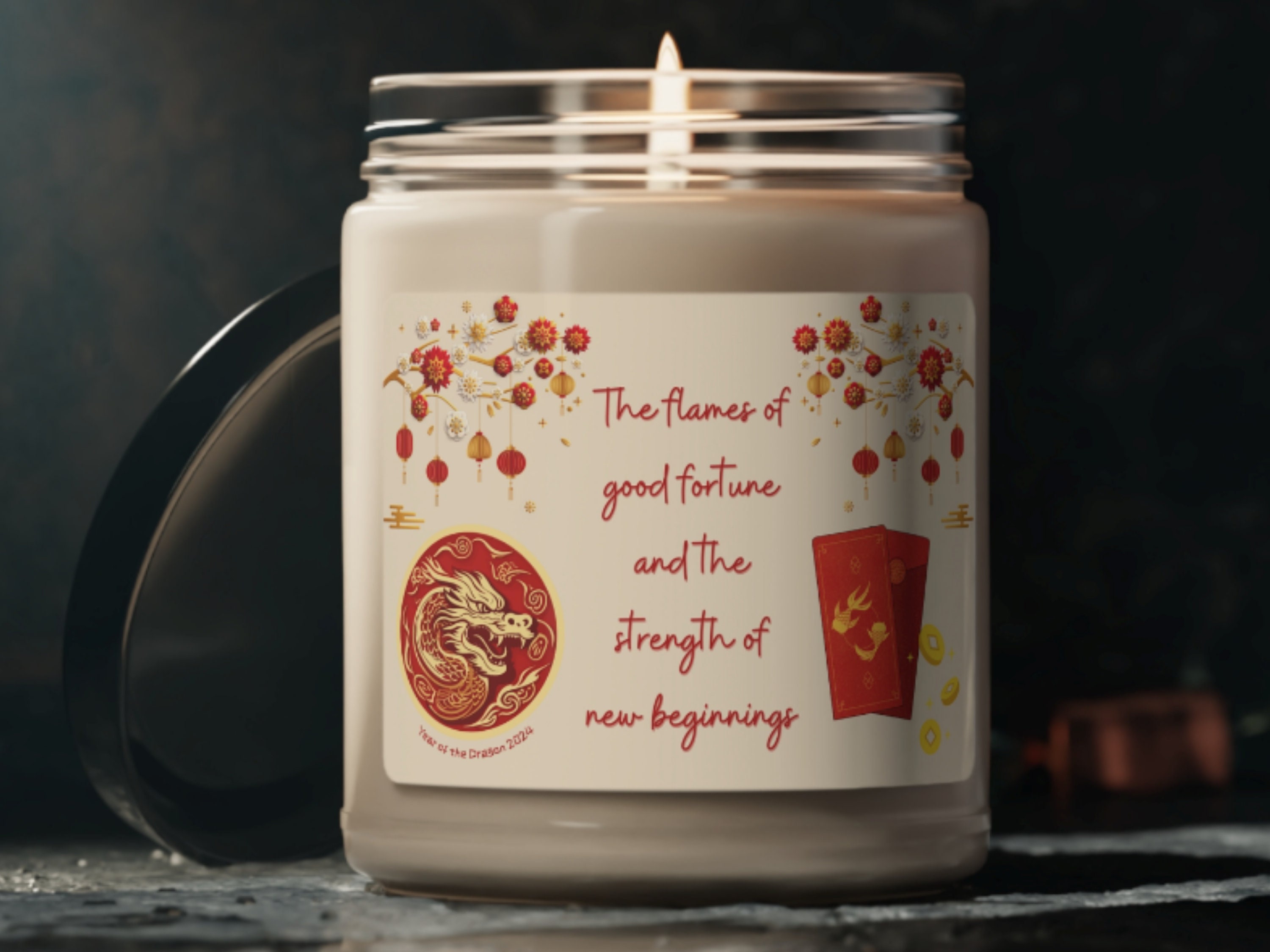 Lunar New Year 2024 Candle, Year of the Dragon Candle, Good Fortune ...
