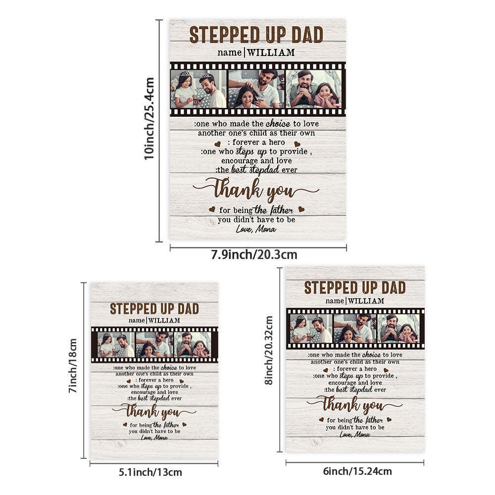 Personalized Fathers Day Desktop Picture Frame, Custom Stepped up Dad ...