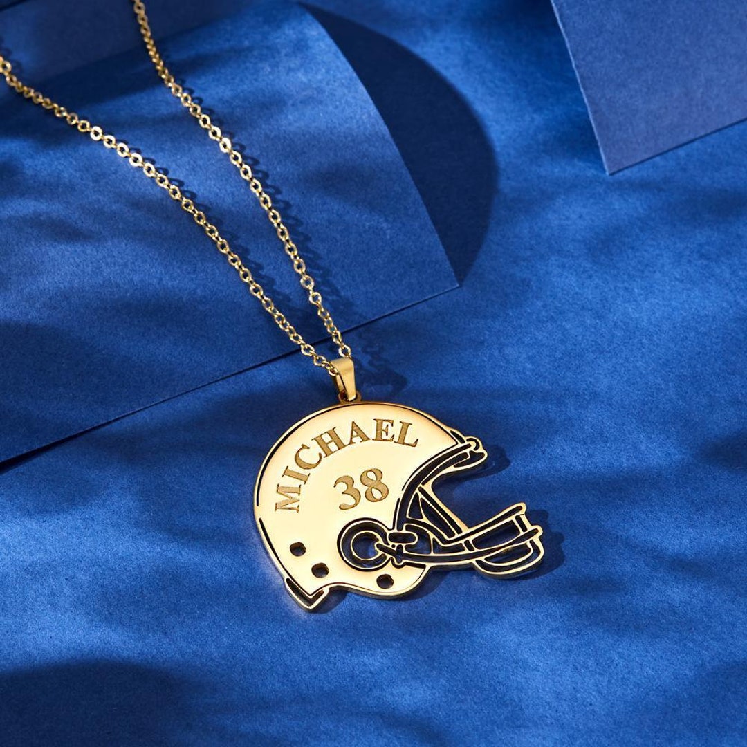 Custom Engraved Football Necklace, Football Sports Helmet Gifts, Custom ...