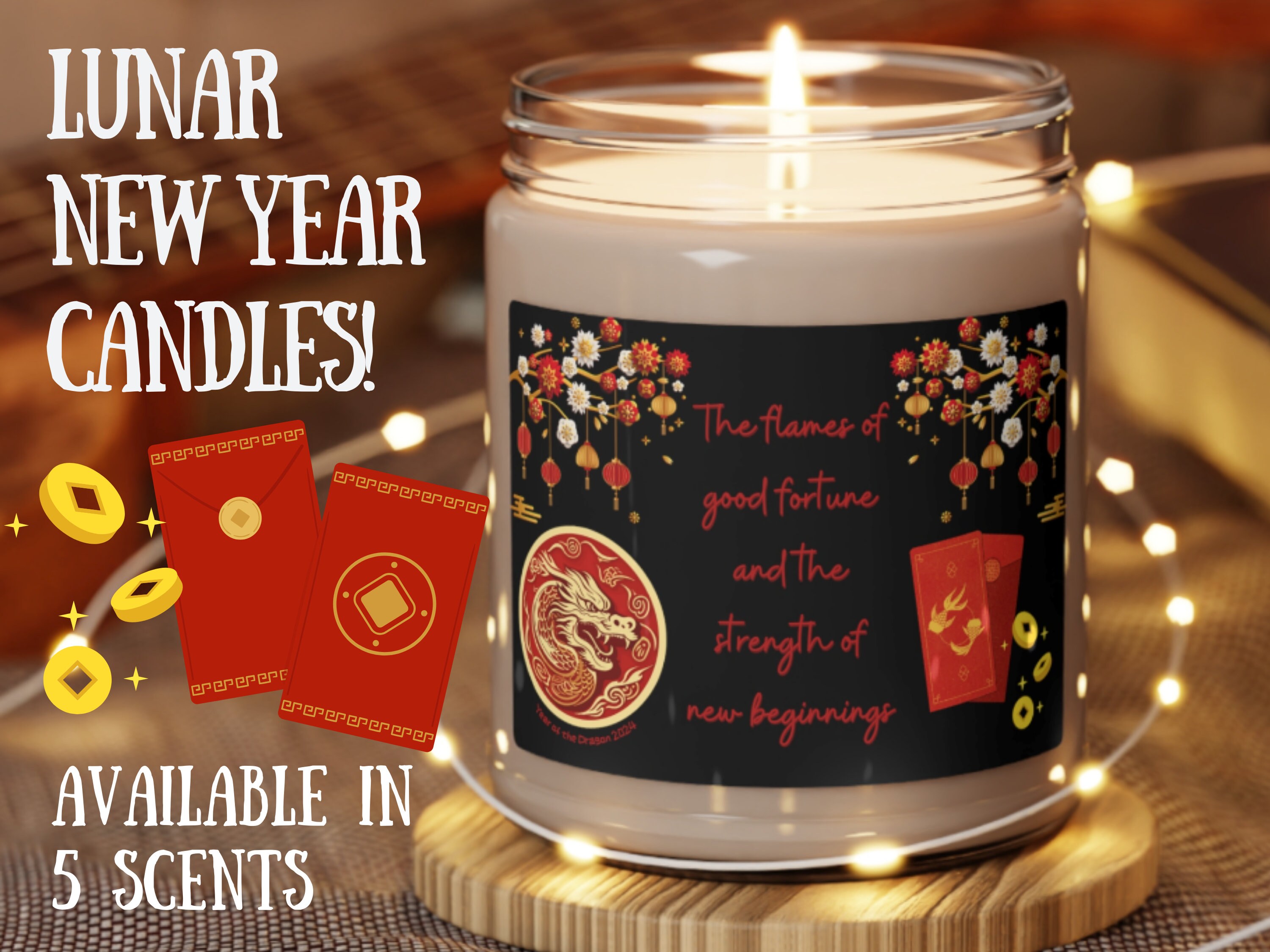 Lunar New Year 2024 Candle, Year of the Dragon Candle, Good Fortune ...