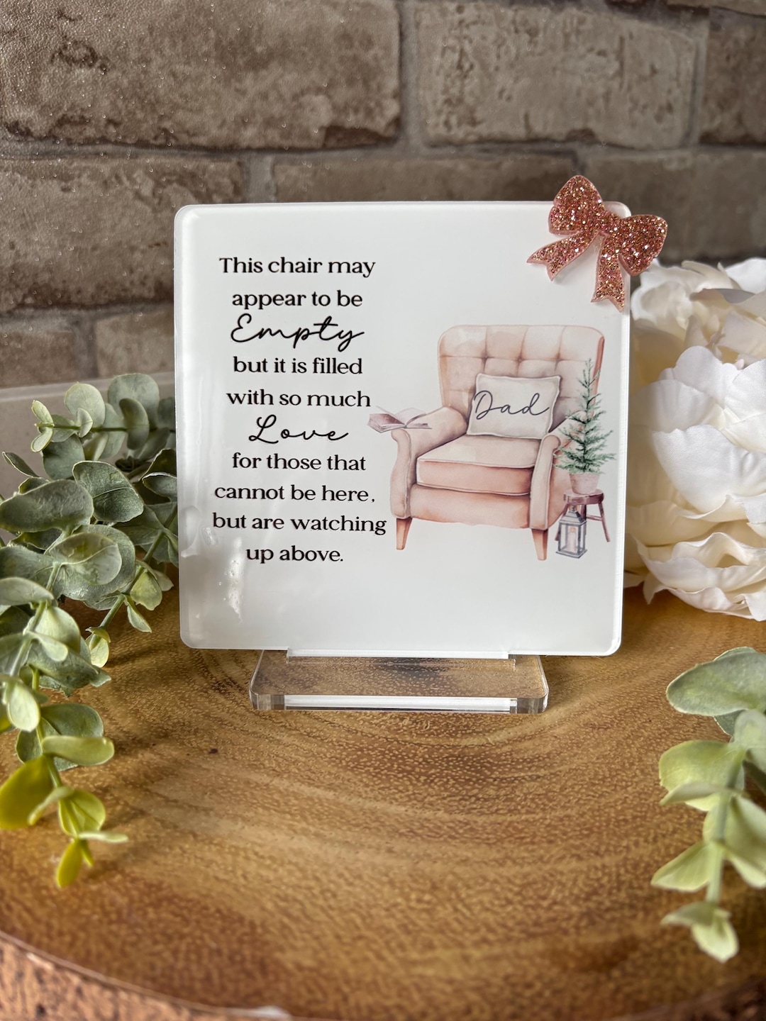Personalised Empty Chair Memorial Plaque: Acrylic Remembrance Gift - Etsy