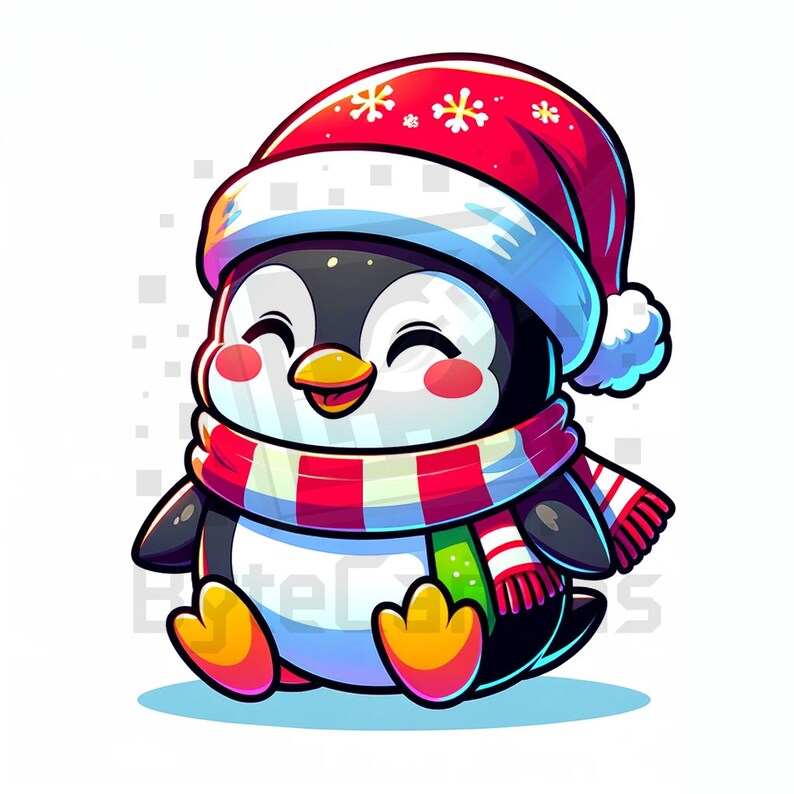 10 Clipart Bundle Christmas Penguins Digital Download for Scrapbooking ...