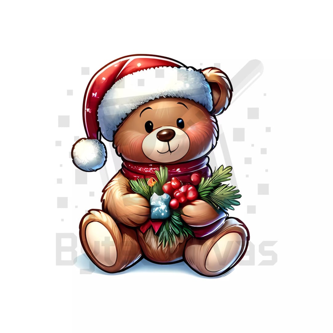 10 Clipart Bundle Cute Christmas Bears Digital Download for ...
