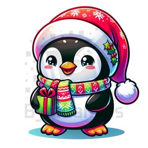 10 Clipart Bundle Christmas Penguins Digital Download for Scrapbooking ...