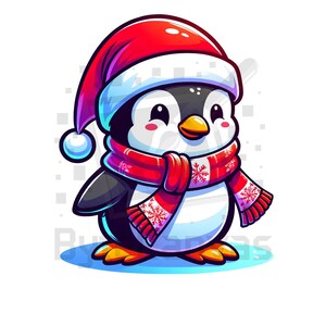 10 Clipart Bundle Christmas Penguins Digital Download for Scrapbooking ...