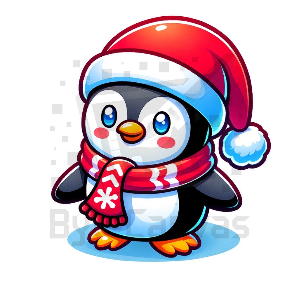 10 Clipart Bundle Christmas Penguins Digital Download for Scrapbooking ...