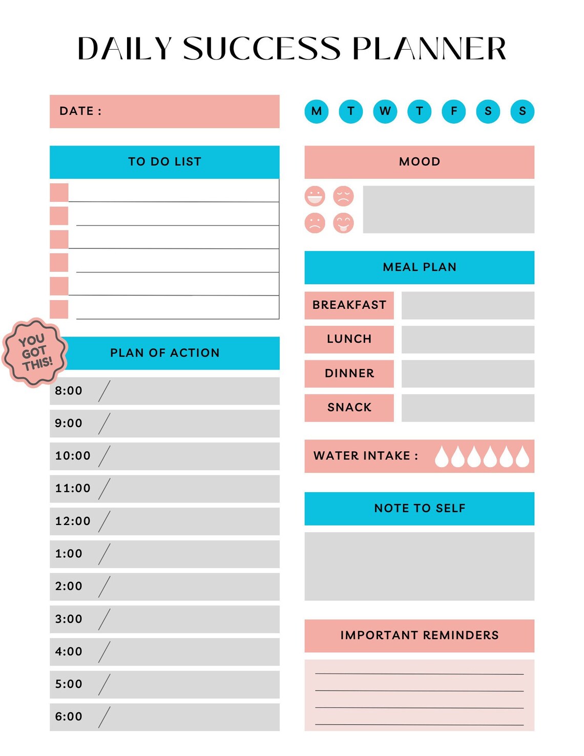 Daily Planner printable - Etsy