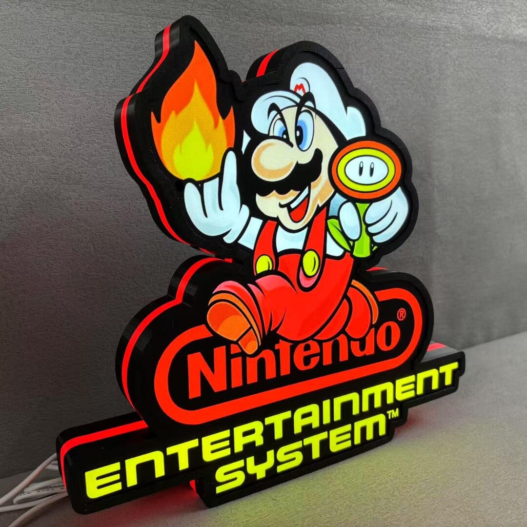 Classic Nintendo Super Mario FIRE Power up Light Box, Perfect for Game ...