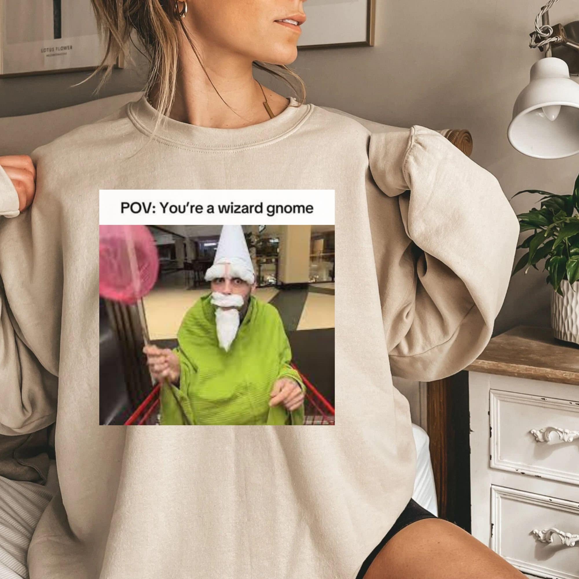 Crawly the Wizard Gnome Guy, Meme Sweatshirt, Tiktok, Funny Gnome With ...