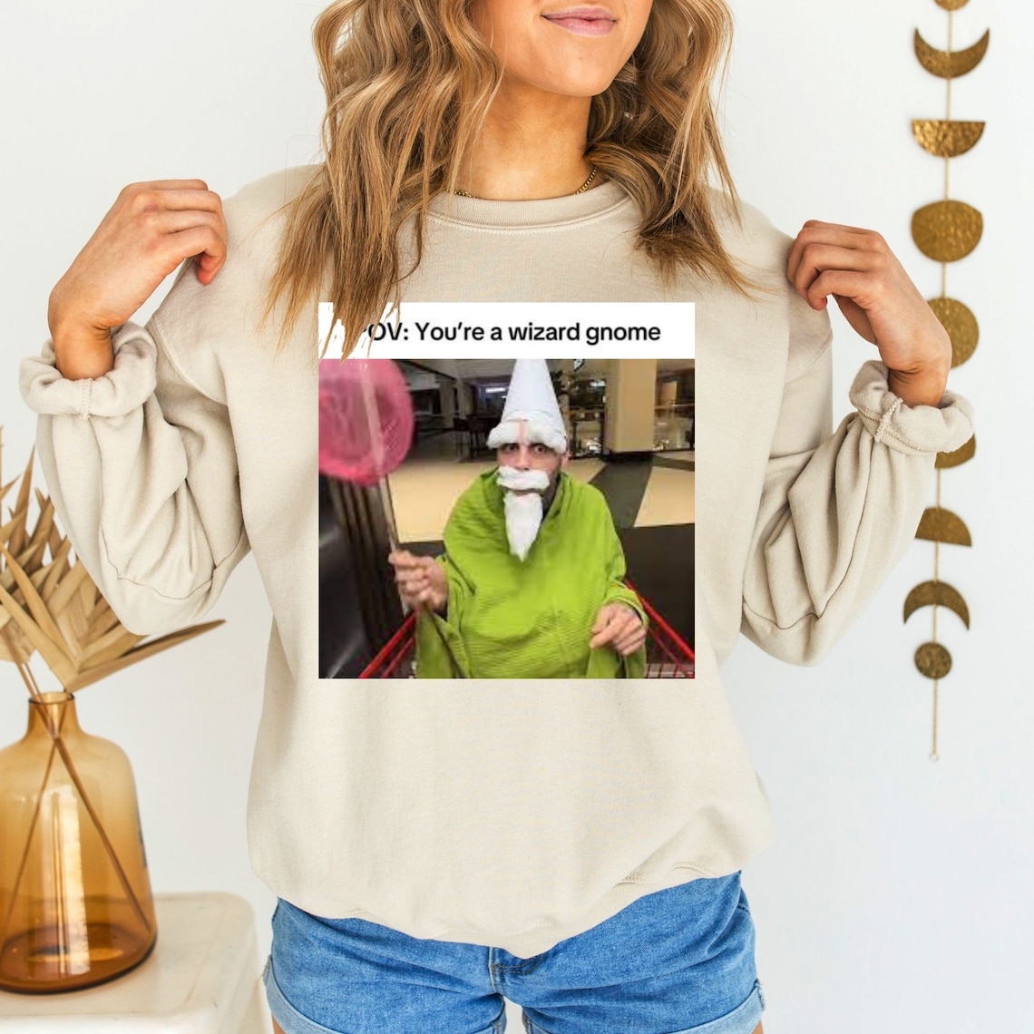 Crawly the Wizard Gnome Guy, Meme Sweatshirt, Tiktok, Funny Gnome With ...