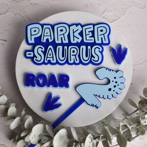 Personalised Dinosaur Cake Topper Set - Etsy