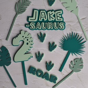 Personalised Dinosaur Cake Topper Set - Etsy
