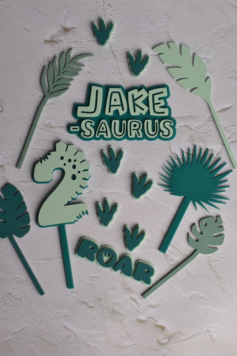 Personalised Dinosaur Cake Topper Set - Etsy Australia