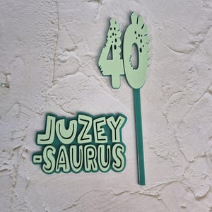 Personalised Dinosaur Cake Topper Set - Etsy