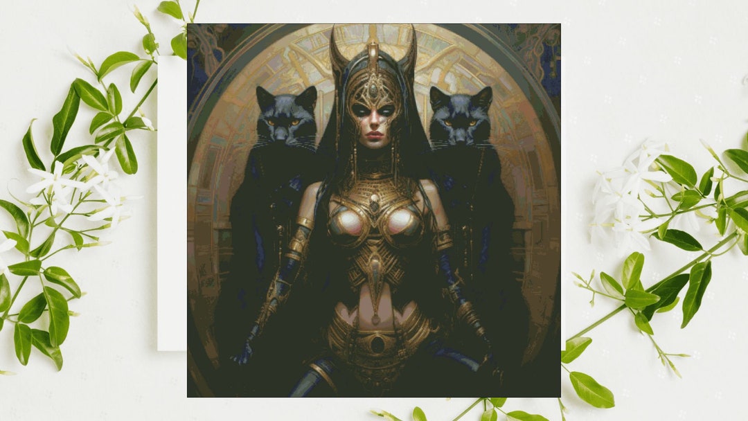 PDF bastet Egyptian Goddess Cross Stitch Pattern DMC, Pattern Keeper Compatible, Instant ...