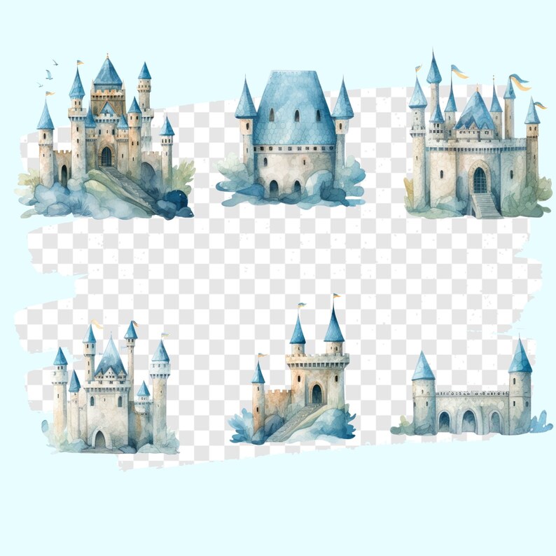 Watercolor Castle Clipart, Fairy Tale Princess Castle, Princess Birthday Castle Clipart, High ...