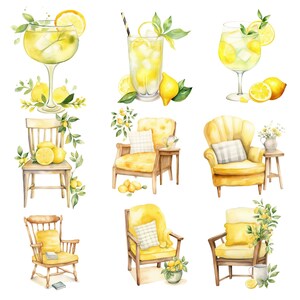 Watercolor Lemon Summer Clipart Bundle, Lemonade PNG, Sweet Lemon ...