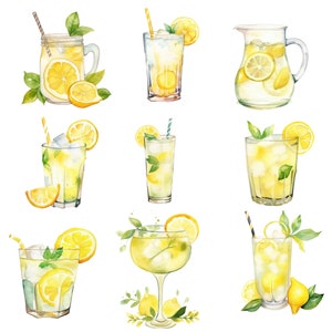 Watercolor Lemon Summer Clipart Bundle, Lemonade PNG, Sweet Lemon ...