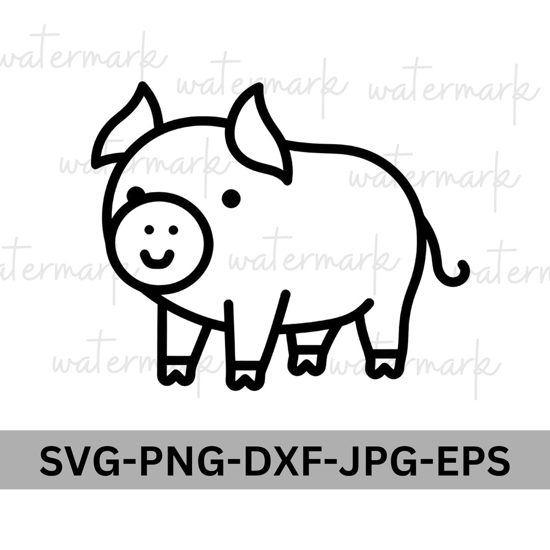 Baby Cute Pig Outline SVG Cut File for Cricut Silhouette, Animal Icon ...