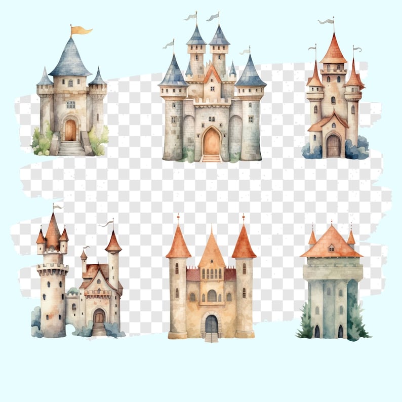 Watercolor Castle Clipart, Fairy Tale Princess Castle, Princess Birthday Castle Clipart, High ...