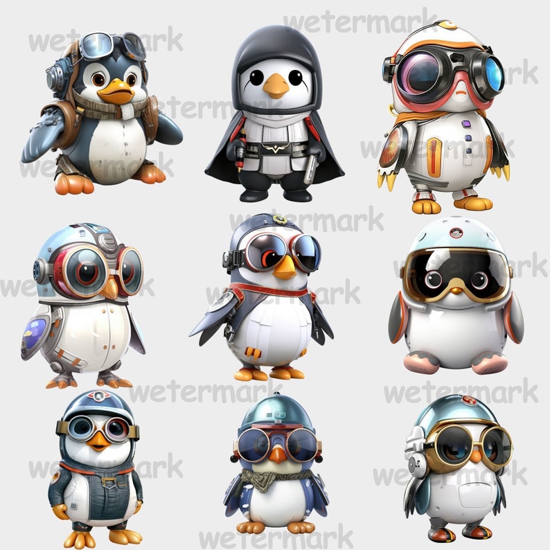Cute 3D Penguin Pilot, Clipart Bundle, Perfect for Card Making ...
