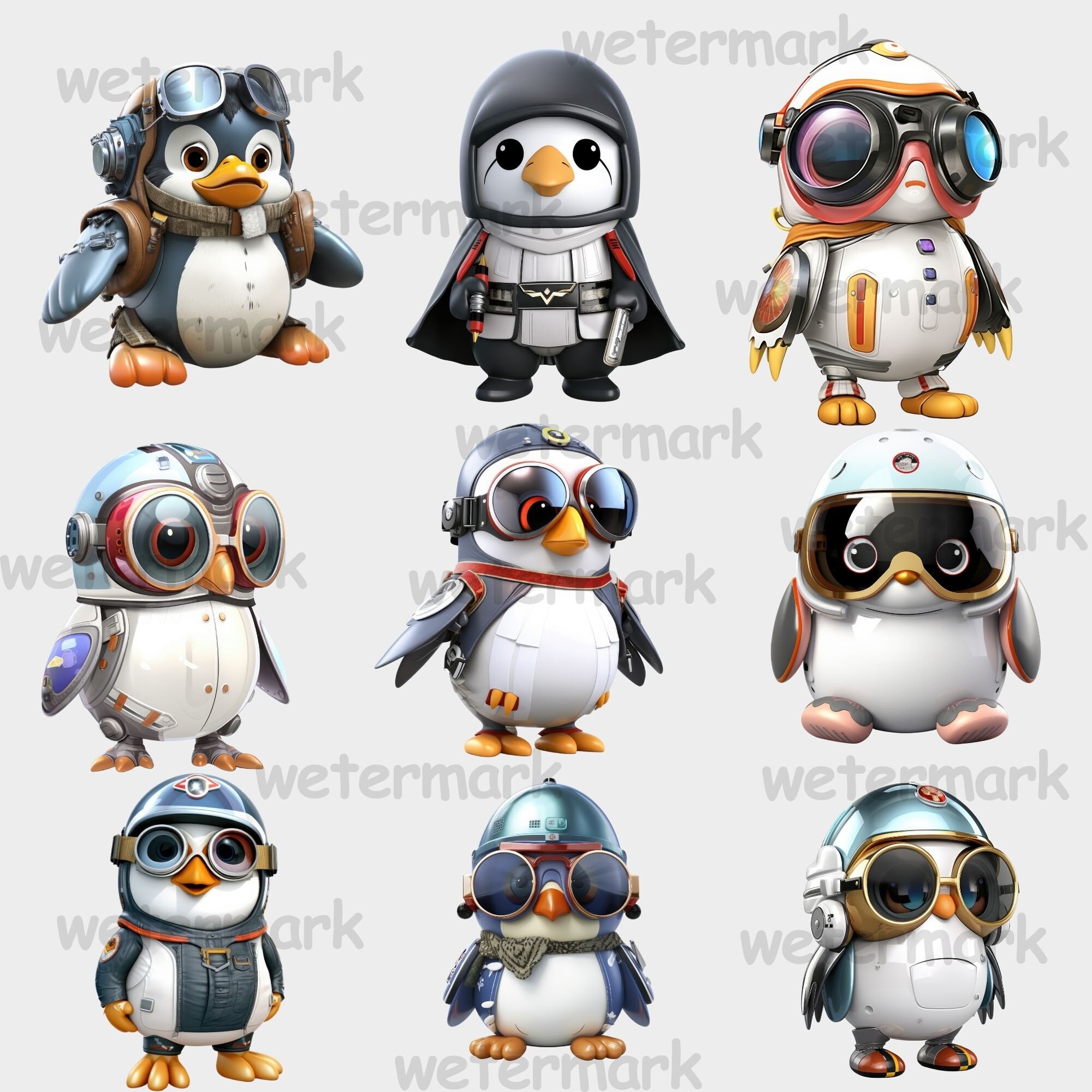 Cute 3D Penguin Pilot, Clipart Bundle, Perfect for Card Making ...