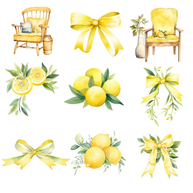 Watercolor Lemon Summer Clipart Bundle, Lemonade PNG, Sweet Lemon ...